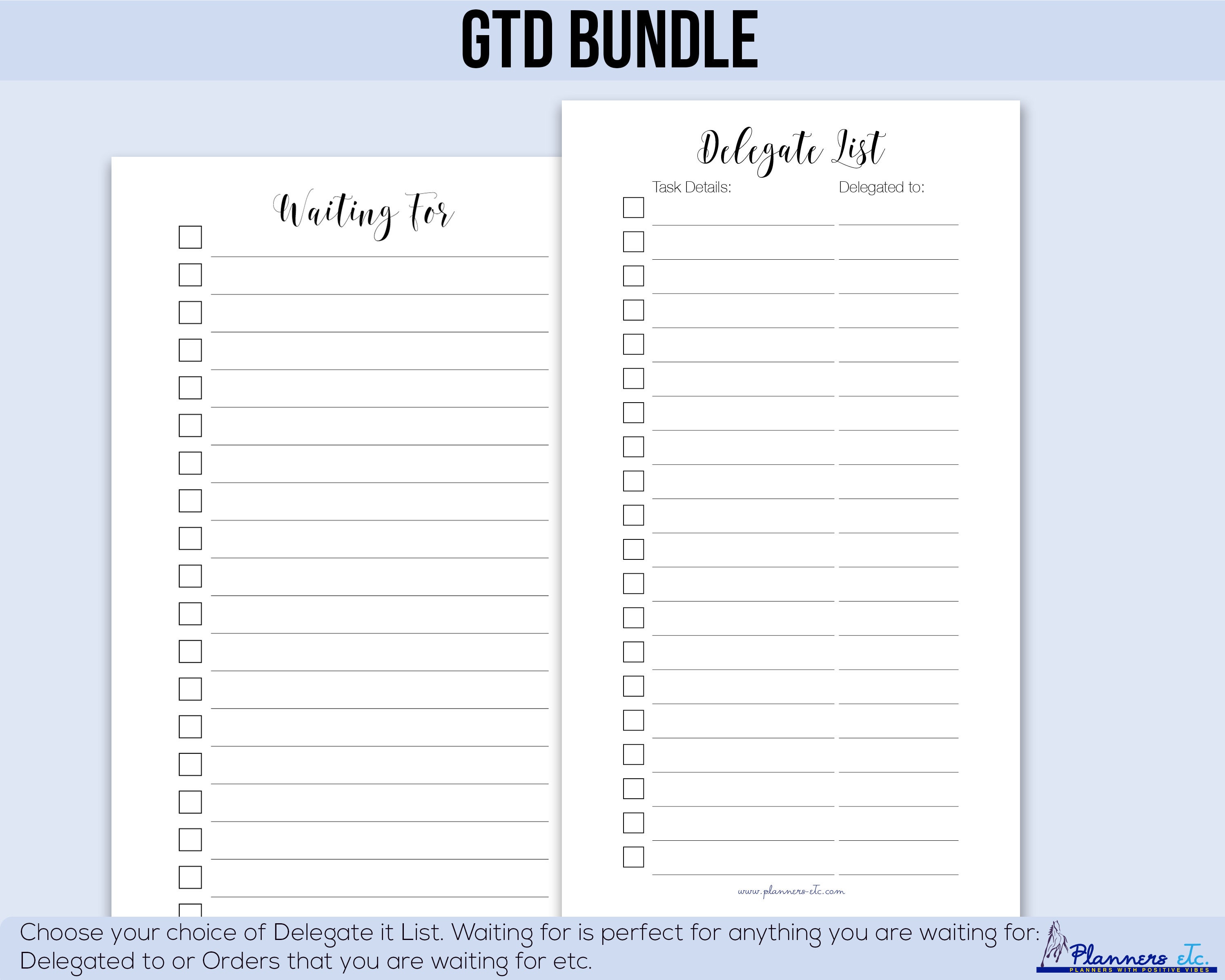 GTD Printable GTD Getting Things Done Getting Things Done | Etsy