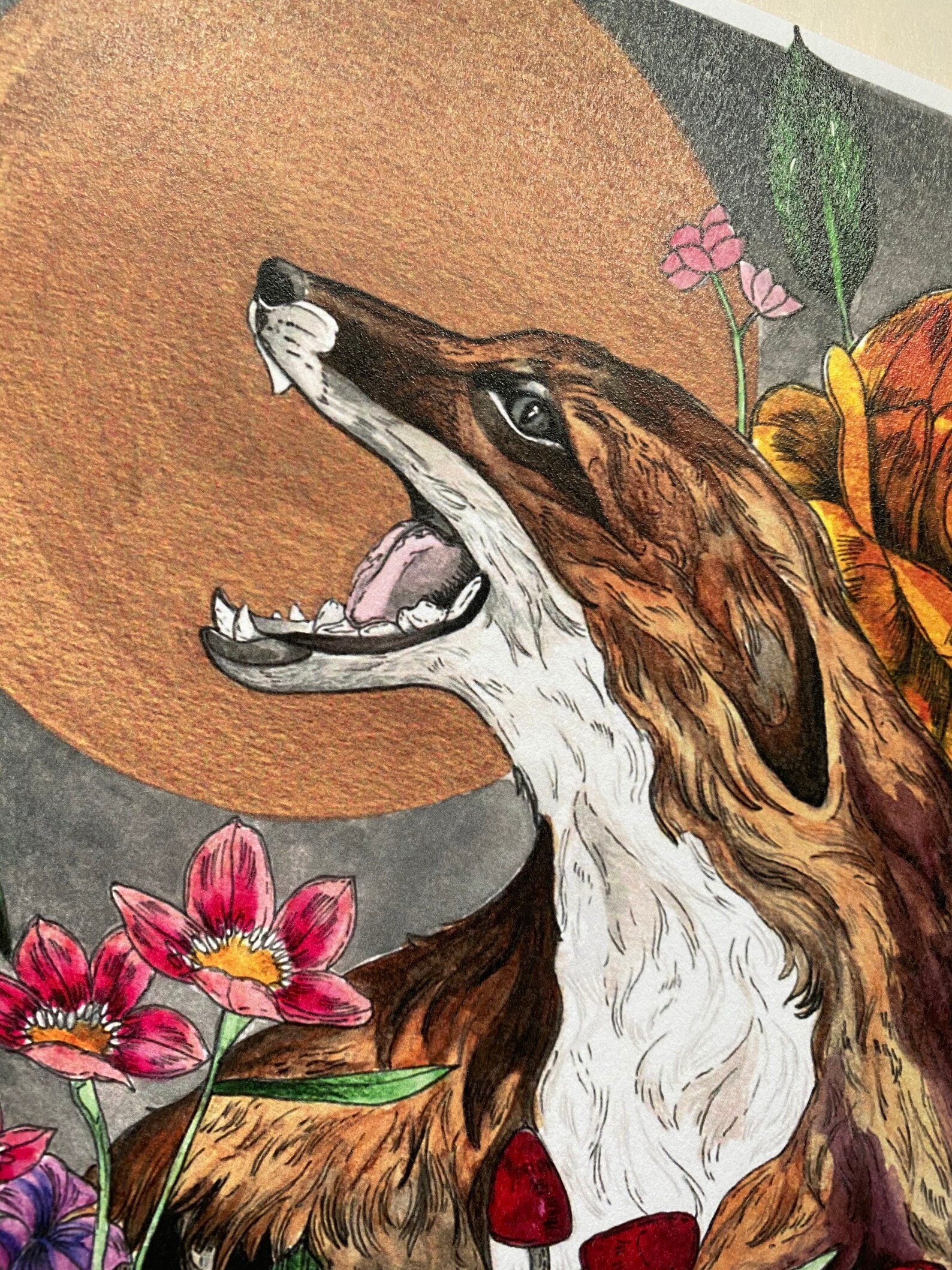 Fox Print, Fox Illustration, Fox Painting , Gift for Fox Lovers, Flower ...