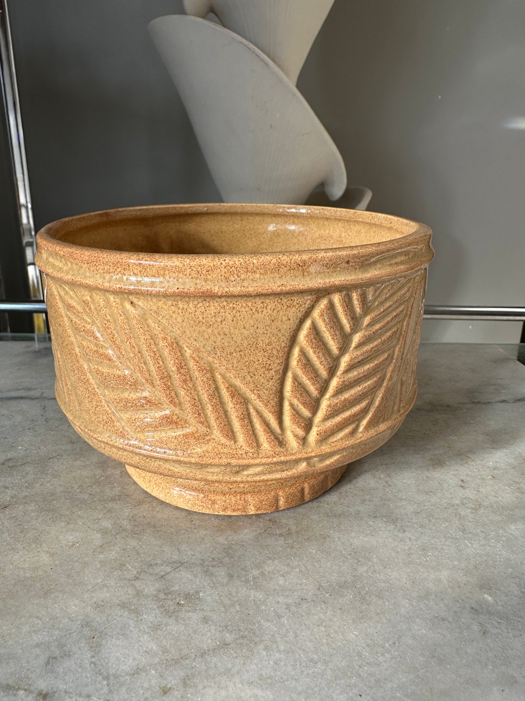 Vintage Haeger USA Tan Leaf Pattern Planter Bowl Haeger USA 791 - Etsy