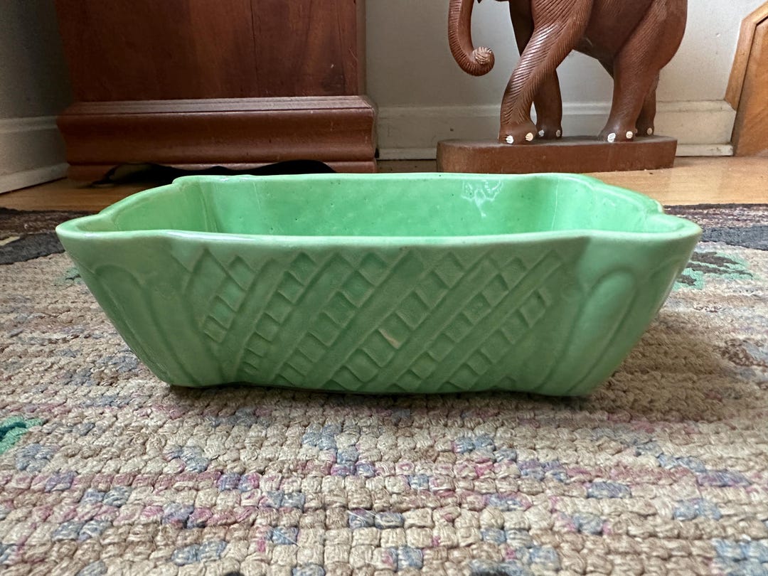 Vintage Ceramic Cookson Planter 1950's Basket Design | Mint Green ...