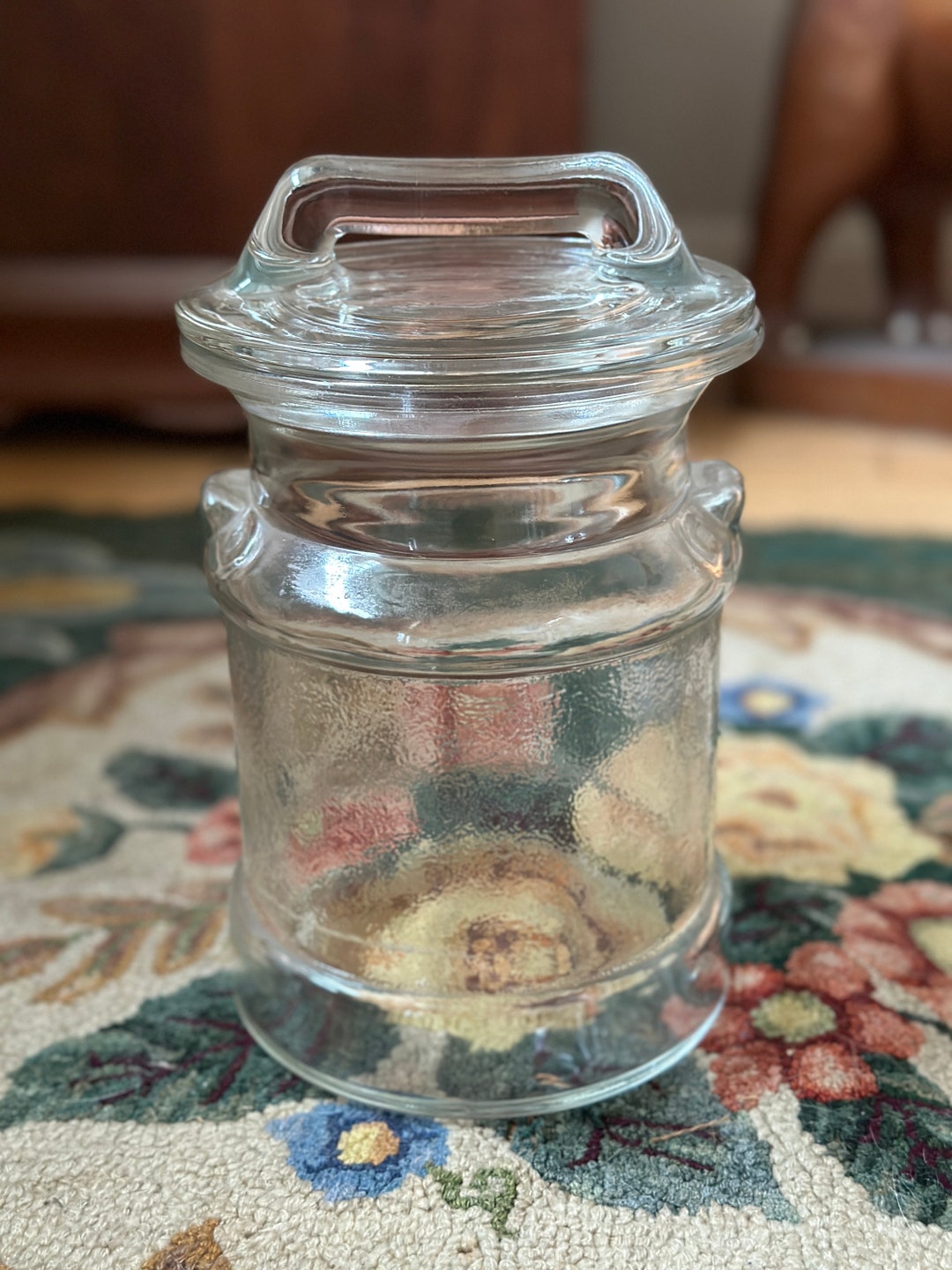 Vintage Clear Glass Milk Can L E Smith Jar Canister Cookie Jar Glass ...