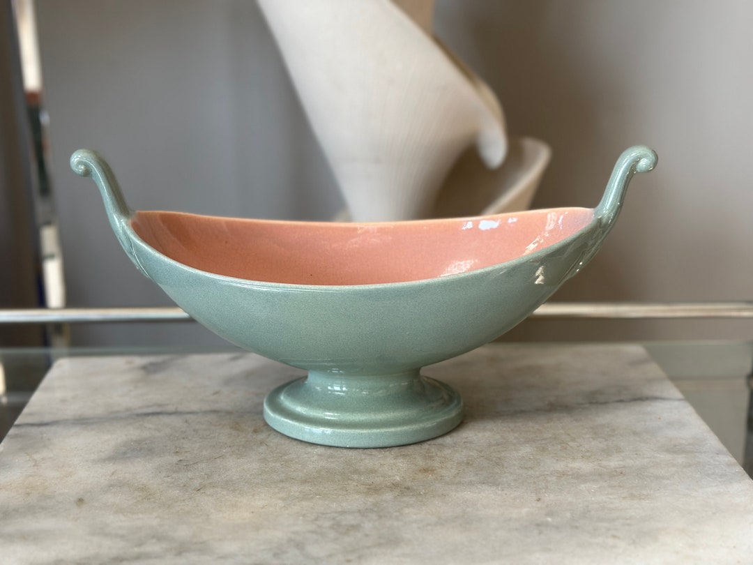 Red Wing Pottery Gondola Planter 1055 Pink and Green M Footed USA 1940s ...