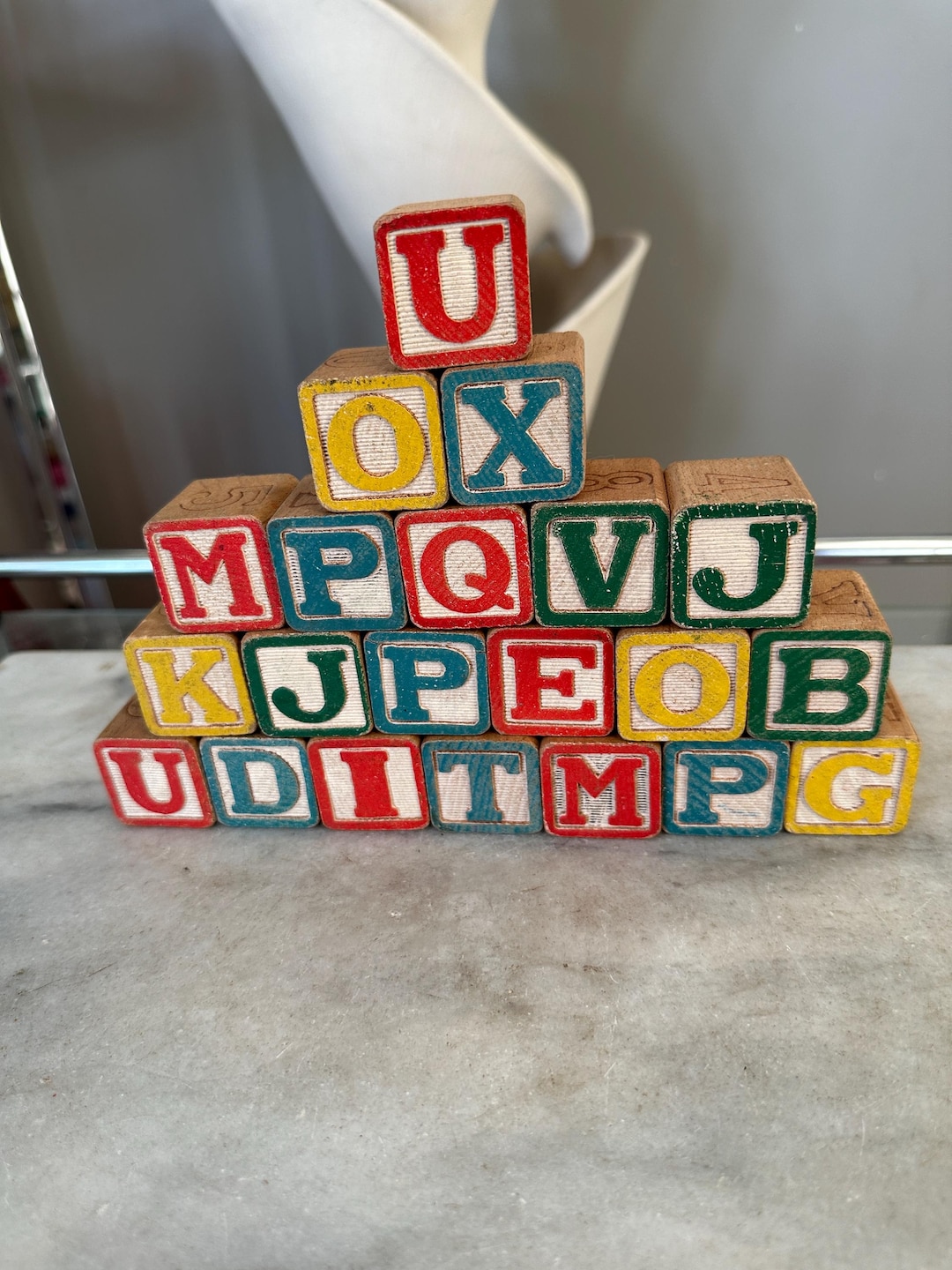 Set of 21 Vintage Wood Letter Blocks, Pre-school Toys, Educational Toys ...