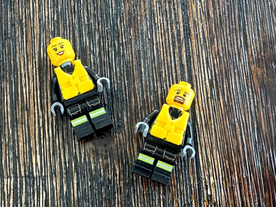 Lego Minifigure Fire Fighters Man and Woman Set of 2 - Etsy