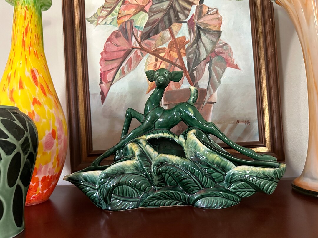 MCM 1950s Phil-mar Green Deer Television Lamp Planter - Etsy