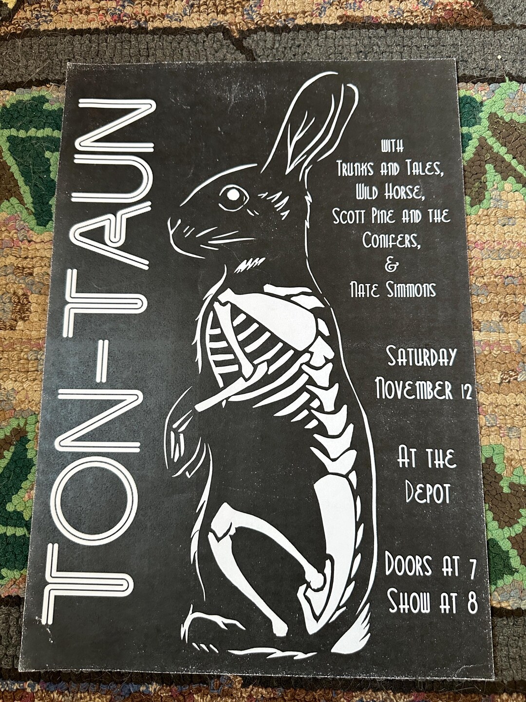 VTG Ton-taun Concert Poster Black W White Rabbit Skeleton Trunks and ...
