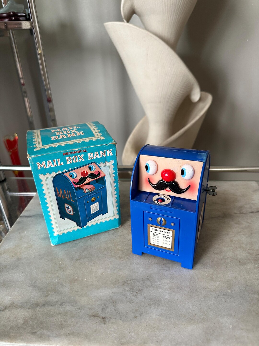 Vintage Mechanical Mailbox Coin Bank - 1960s Japan Kitsch Toy W/ Box - Etsy
