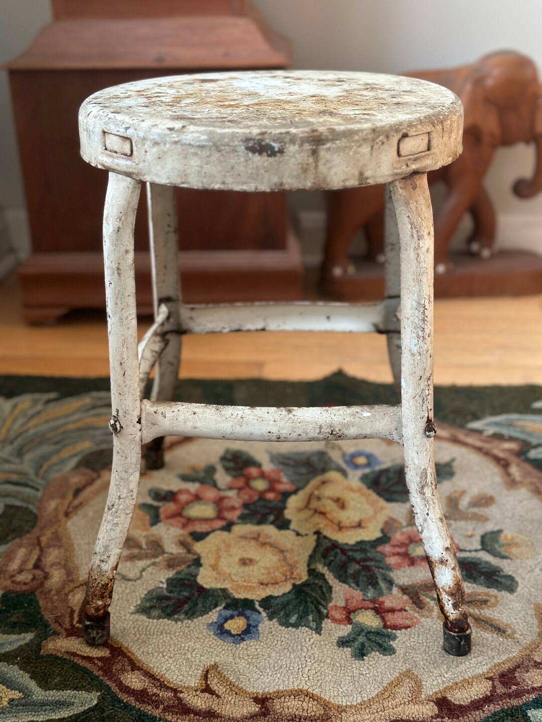Vintage Farm Milking Stool Rustic Steel Chippy Farm Indiatrial Stool ...