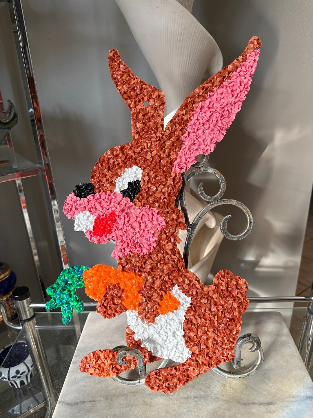 Vintage Brown Bunny With Carrot, Popcorn Bunny, Vintage Door Decoration ...
