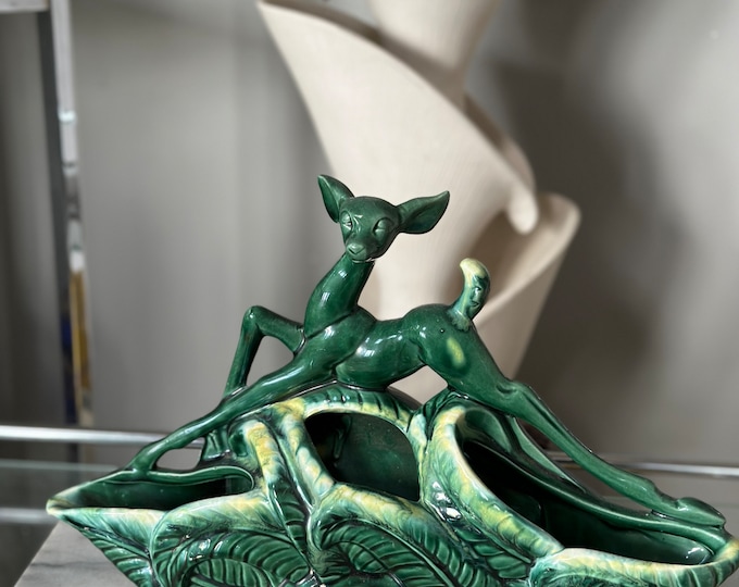 MCM 1950s Phil-mar Green Deer Television Lamp Planter | Vintage Mid ...