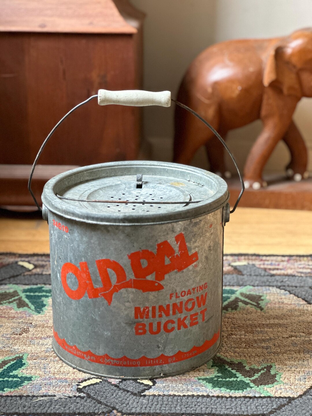 Vintage Old Pal Minnow Pail Fishing Bail Pail Industrial Rustic Decor ...