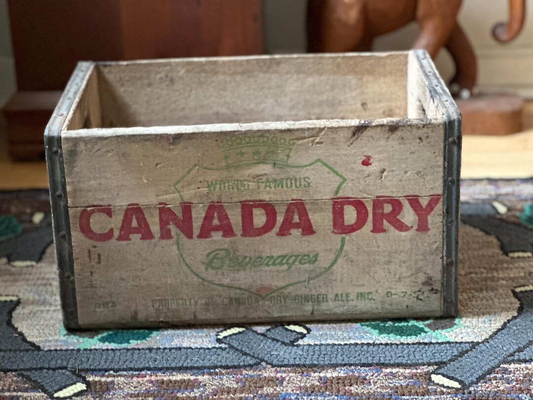 Vintage Wood Crate, Canada Dry Rustic Wooden Box With Metal Banding ...