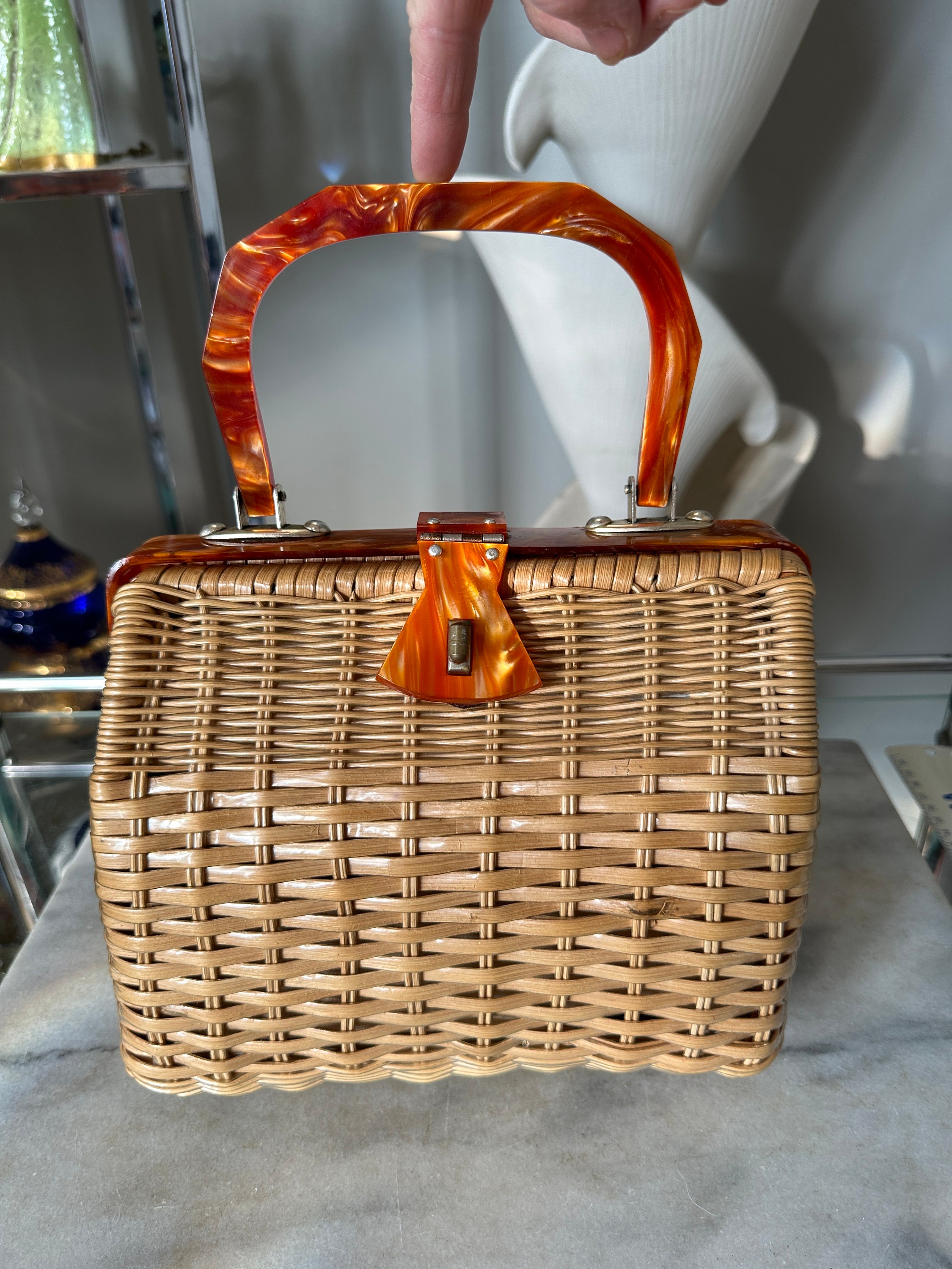 1950 Vintage Straw Purse