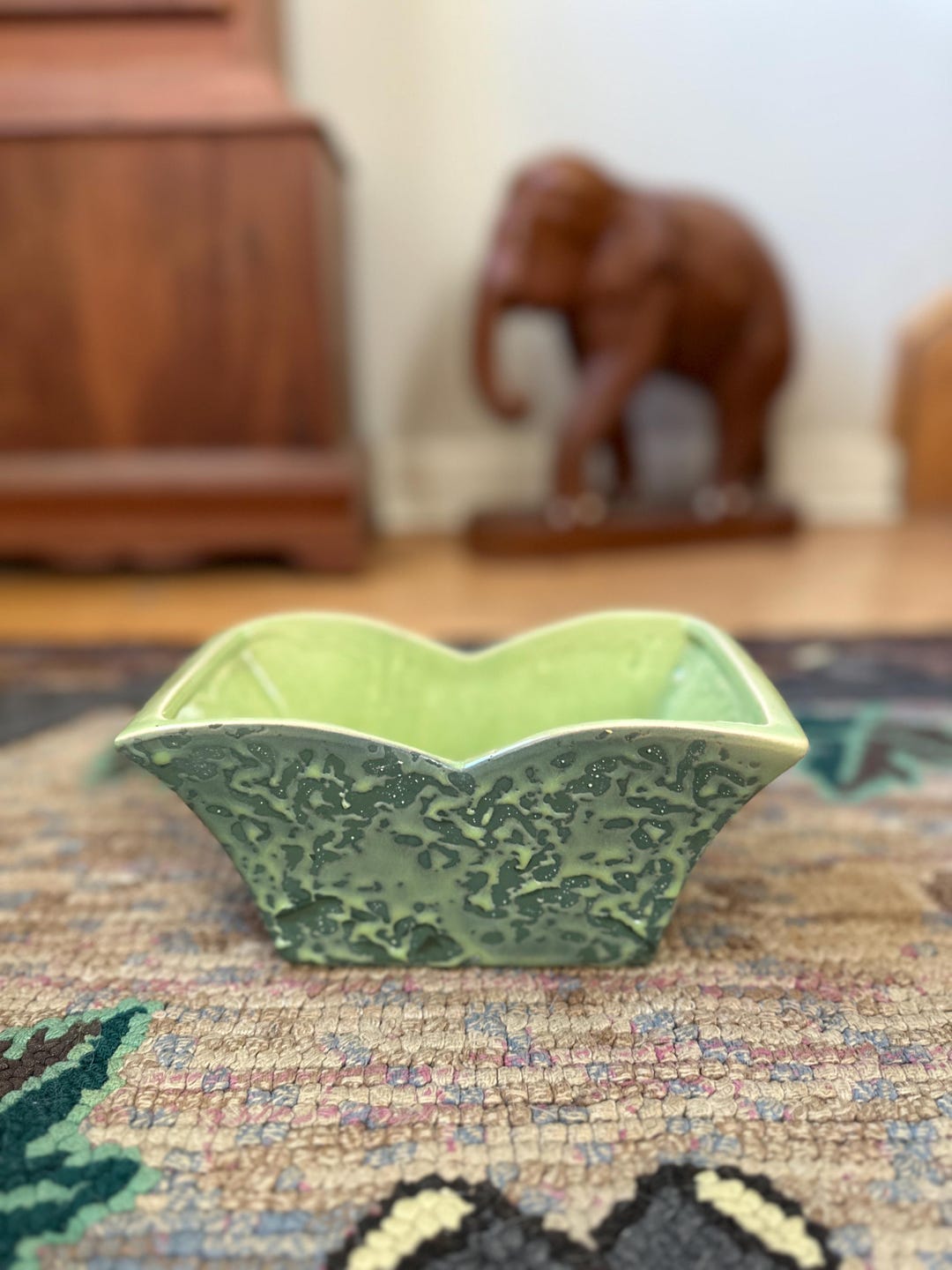 Unique MCM Vintage Rectangular Green Mccoy Planter With Splatter Glaze ...