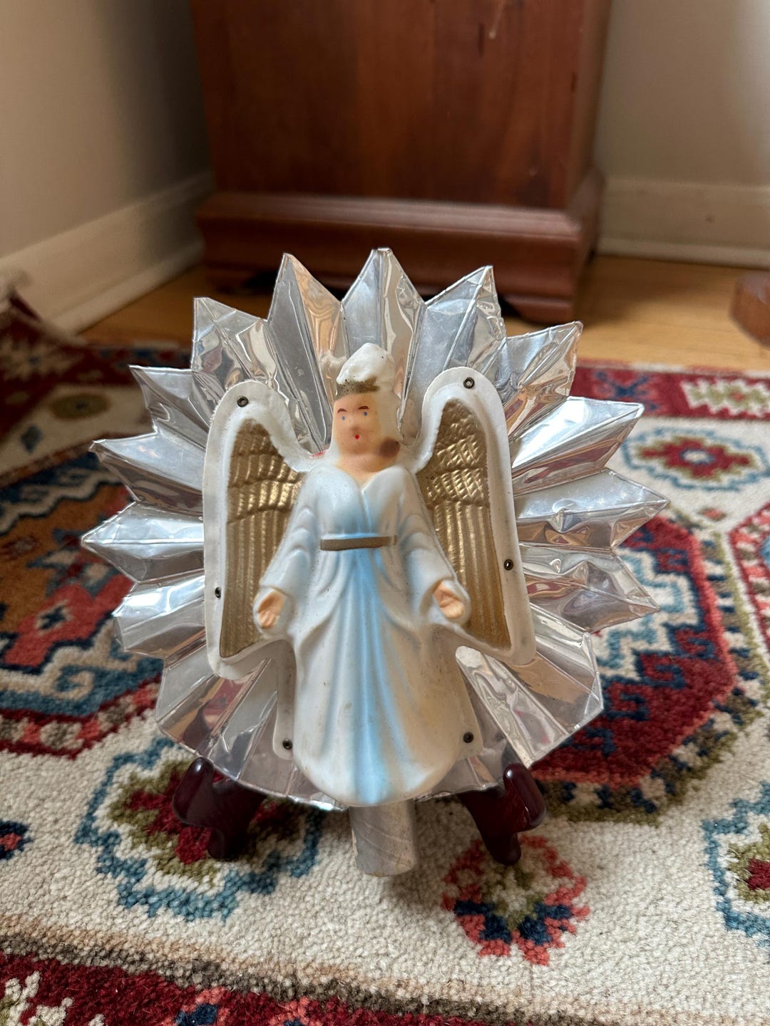 Vintage Celluloid Angel Christmas Tree Topper: 1940s Foil Star Decor ...