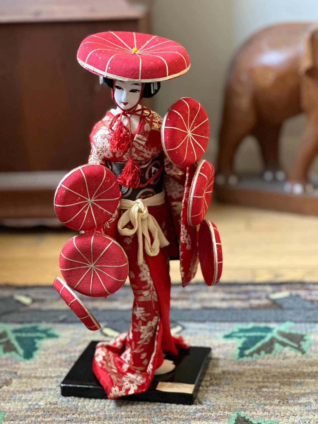 Japanese Antique Nishi Geisha Doll, Kabuki Doll, Seven Hats Dance, Maximalist Decor, Grand ...