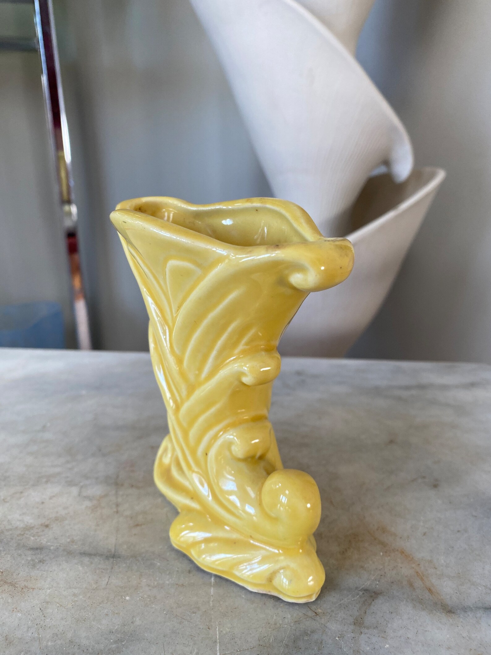 Vintage Yellow Cornucopia Vase: USA Pottery Planter - Etsy