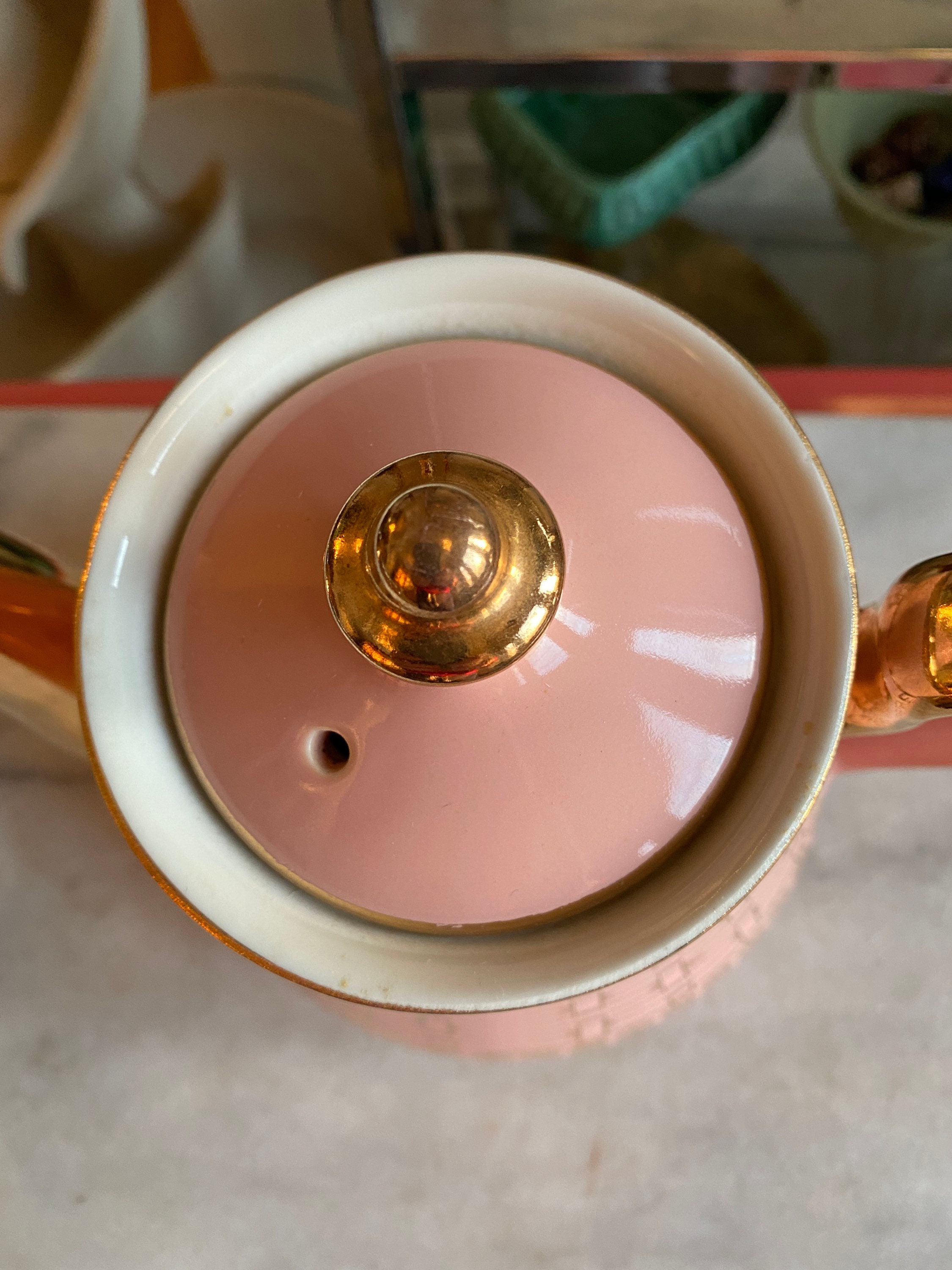 Hall China Pink and Gold Gild Teapot 6 Cup Rare Hall MCM | Etsy