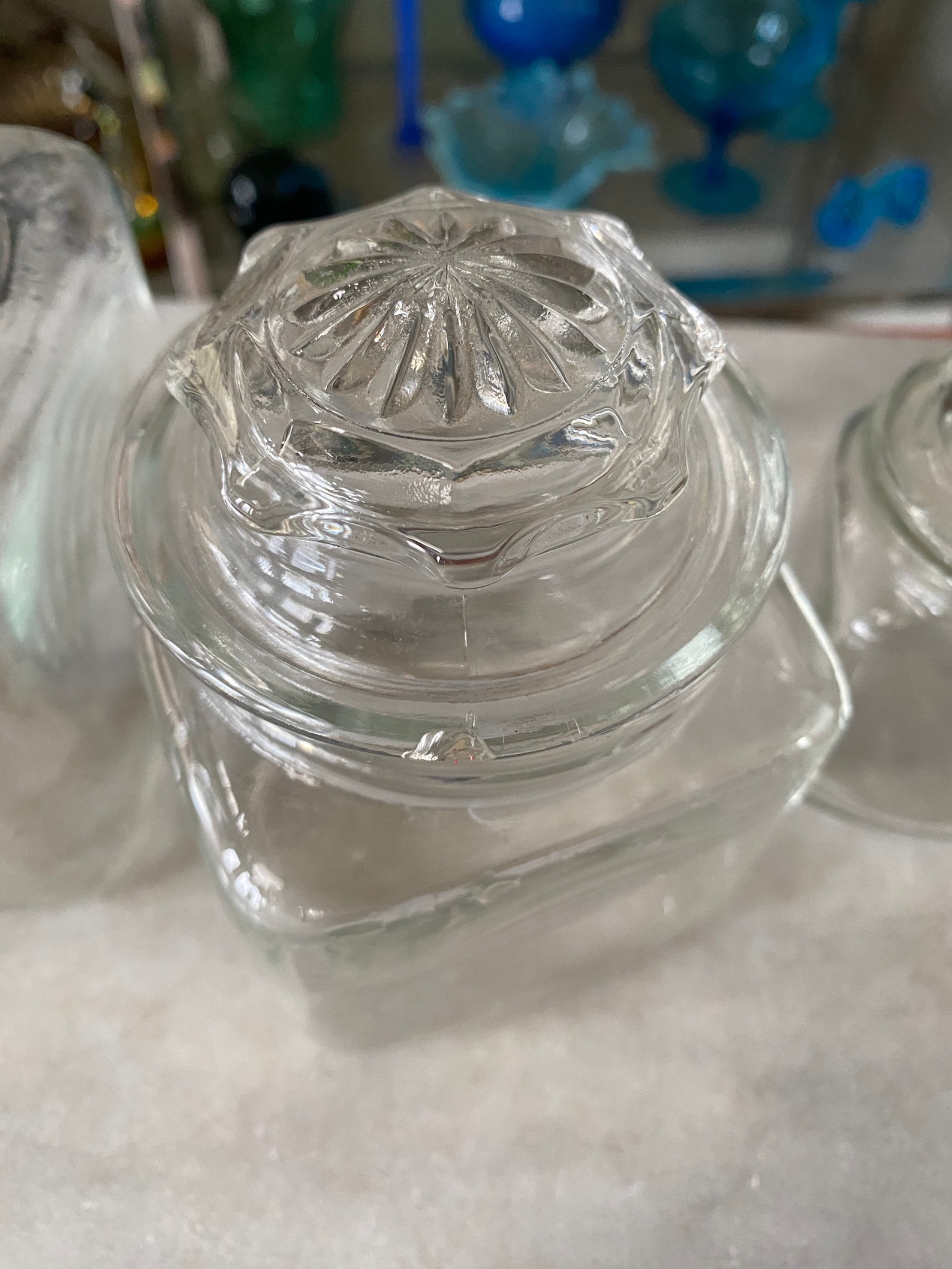 Vintage Clear Glass Apothecary Jar Faceted Cut Glass Lidded Etsy