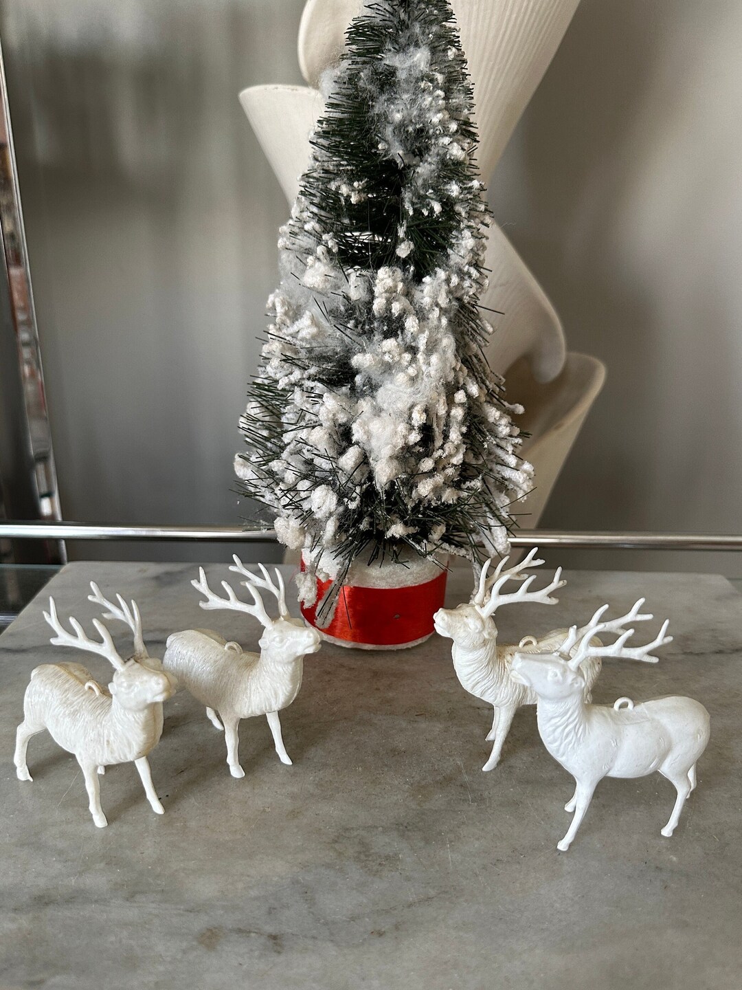 Vintage Estate Celluloid Christmas Reindeer Set of Four - Etsy