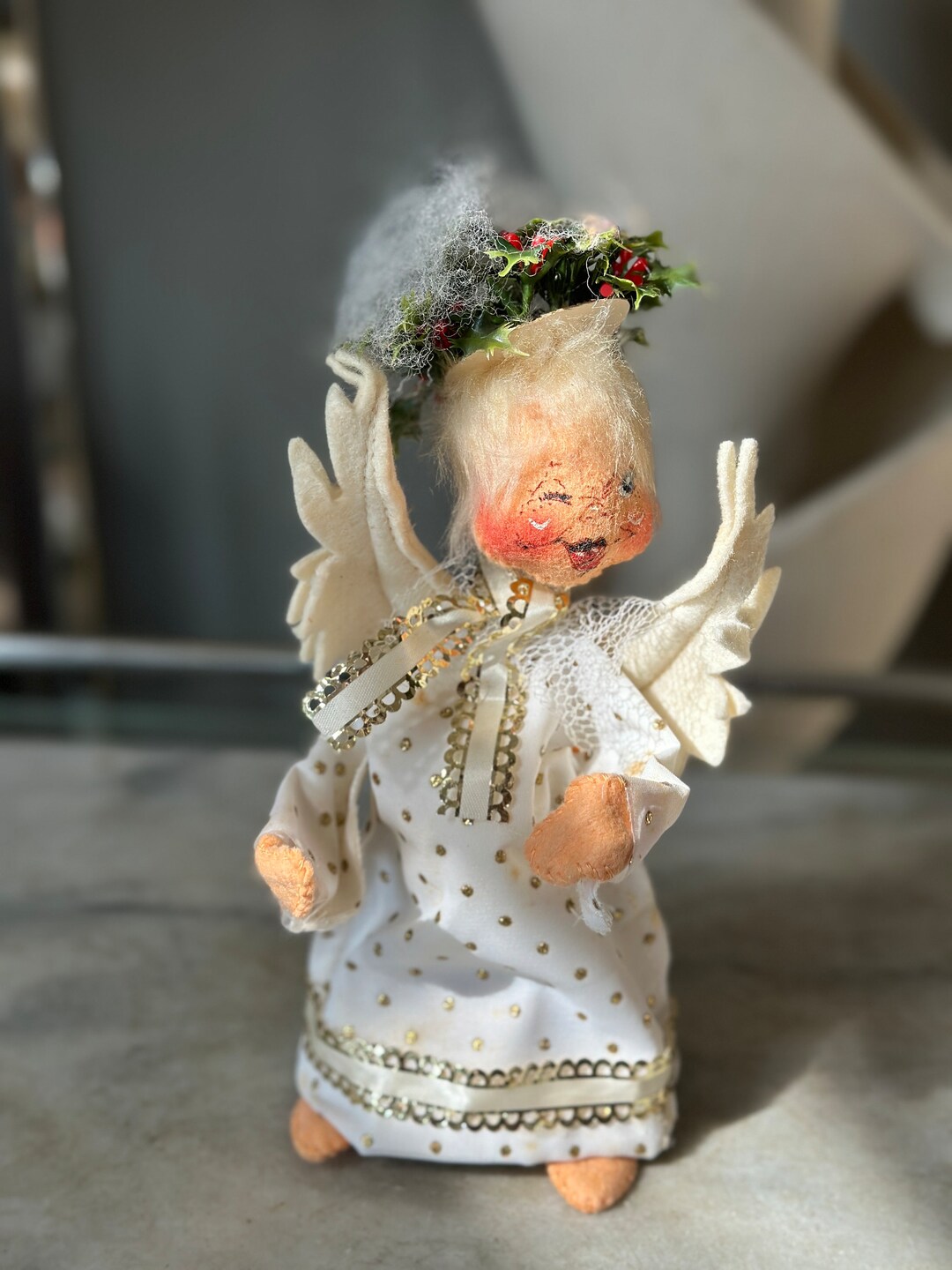 Annalee 9 Tree Top Angel in Gown With Gold Trim Doll 1976 Made in New ...