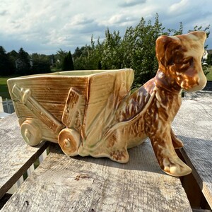 Vintage Mccoy Dog and Wagon Planter, Mccoy Dog and Cart Planters 1950s ...