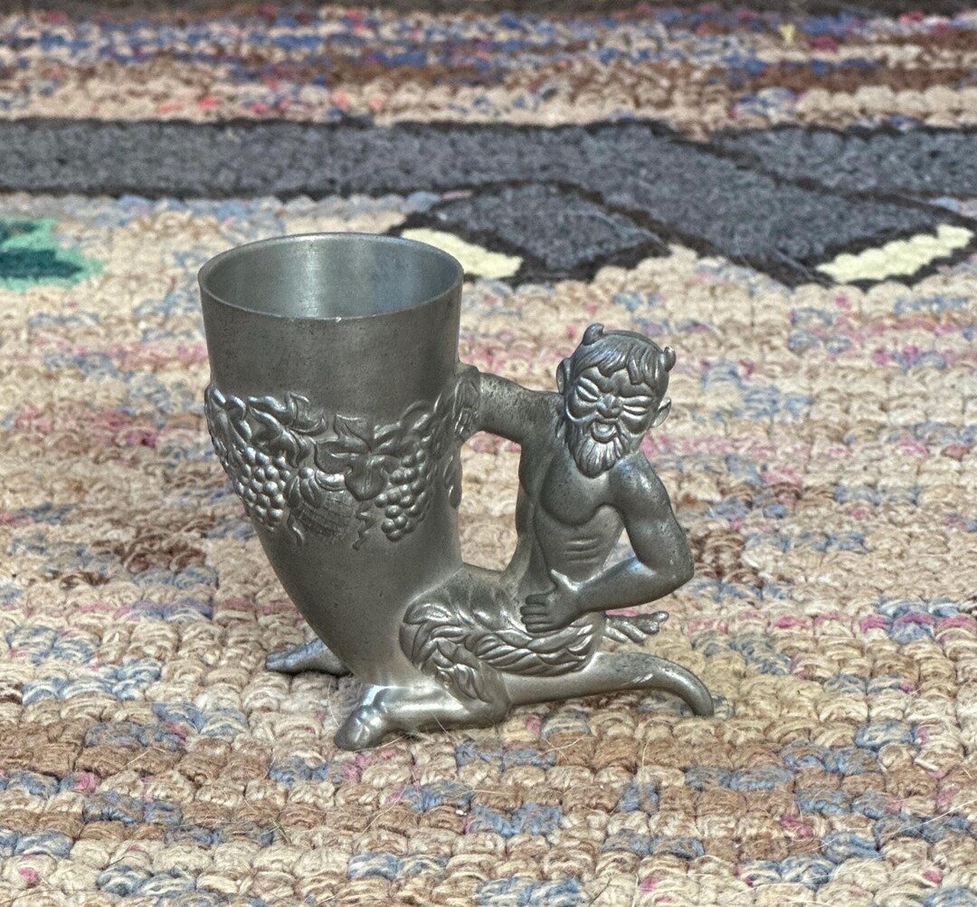 Vintage Pewter Satyr Cornucopia Devil Horn Shot Glass BMF ZINN - Etsy