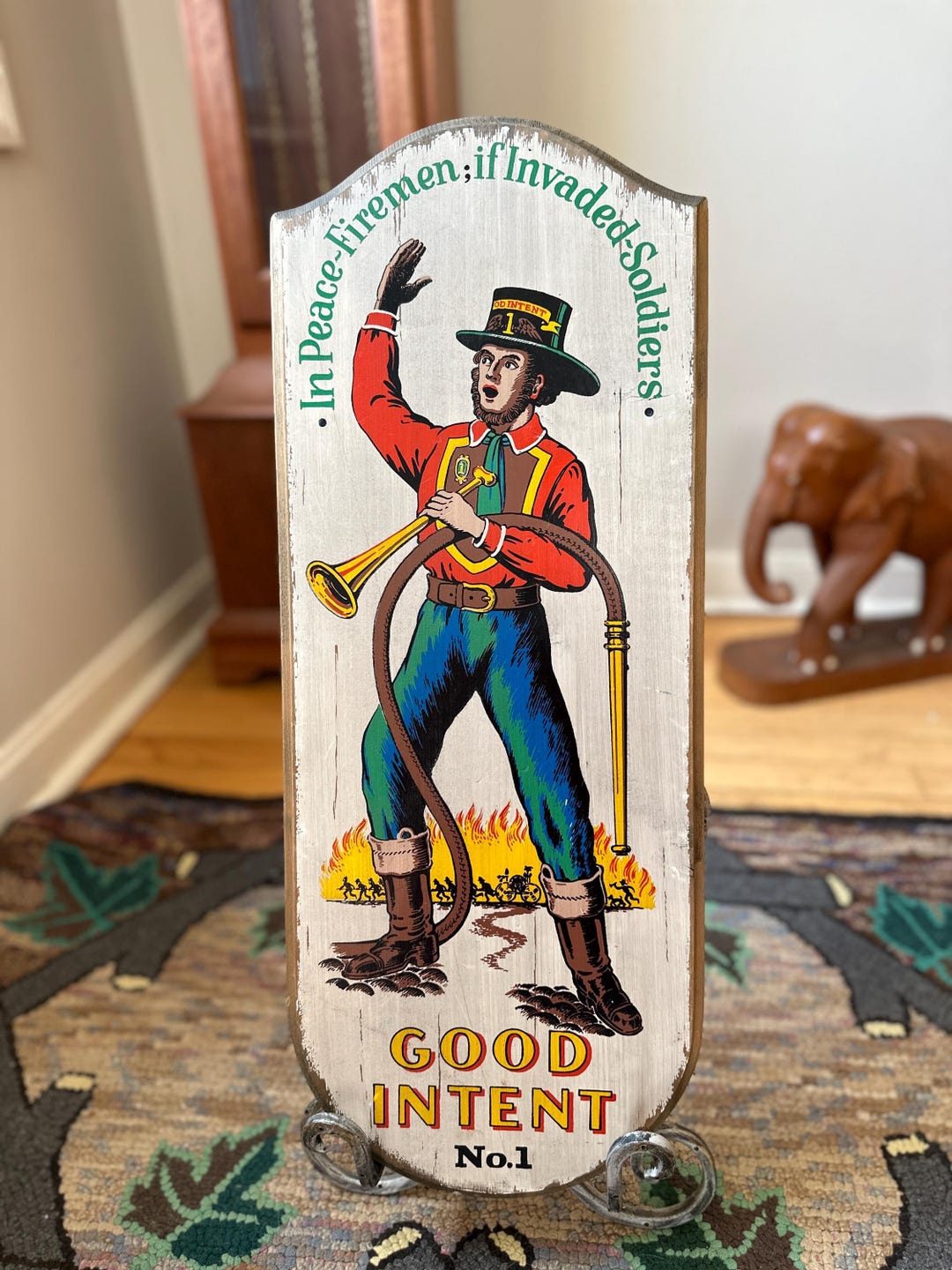 Vintage Wooden Fireman Sign Yorkraft Inc. Pennsylvania Dutch | Good ...