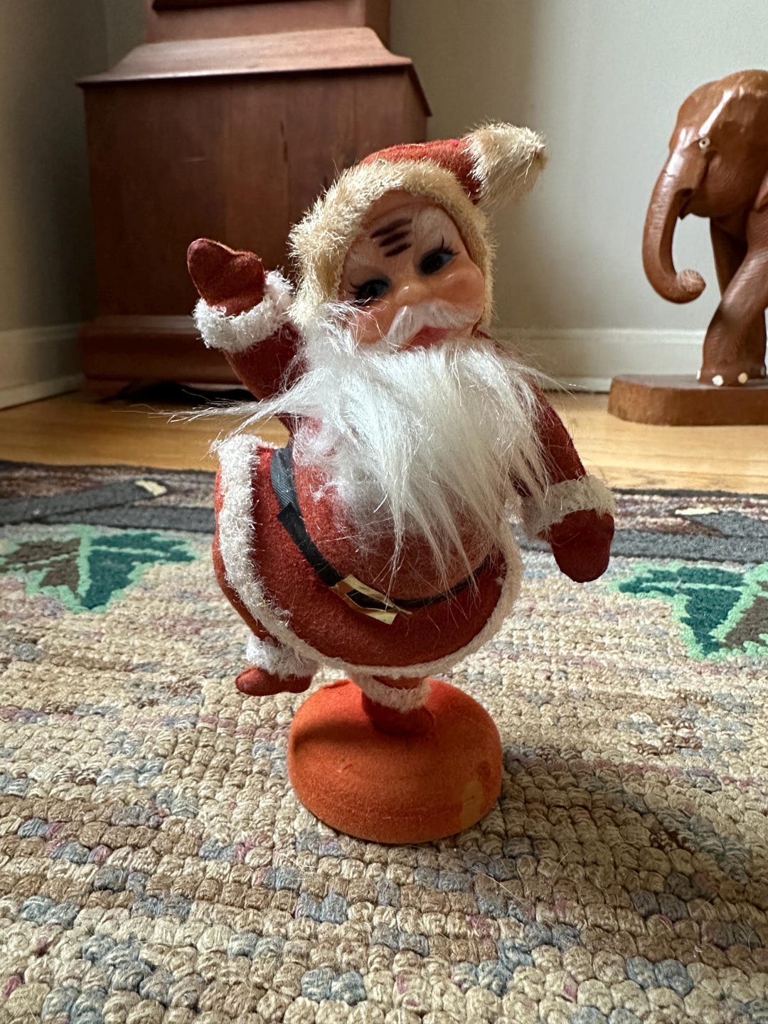 Vintage Flocked Santa Claus: MCM Dancing Christmas Decor (6.5") - Etsy