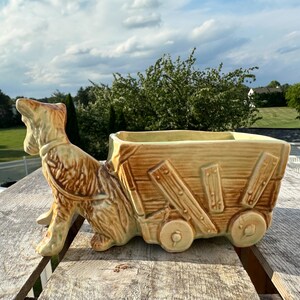 Vintage Mccoy Dog and Wagon Planter, Mccoy Dog and Cart Planters 1950s ...