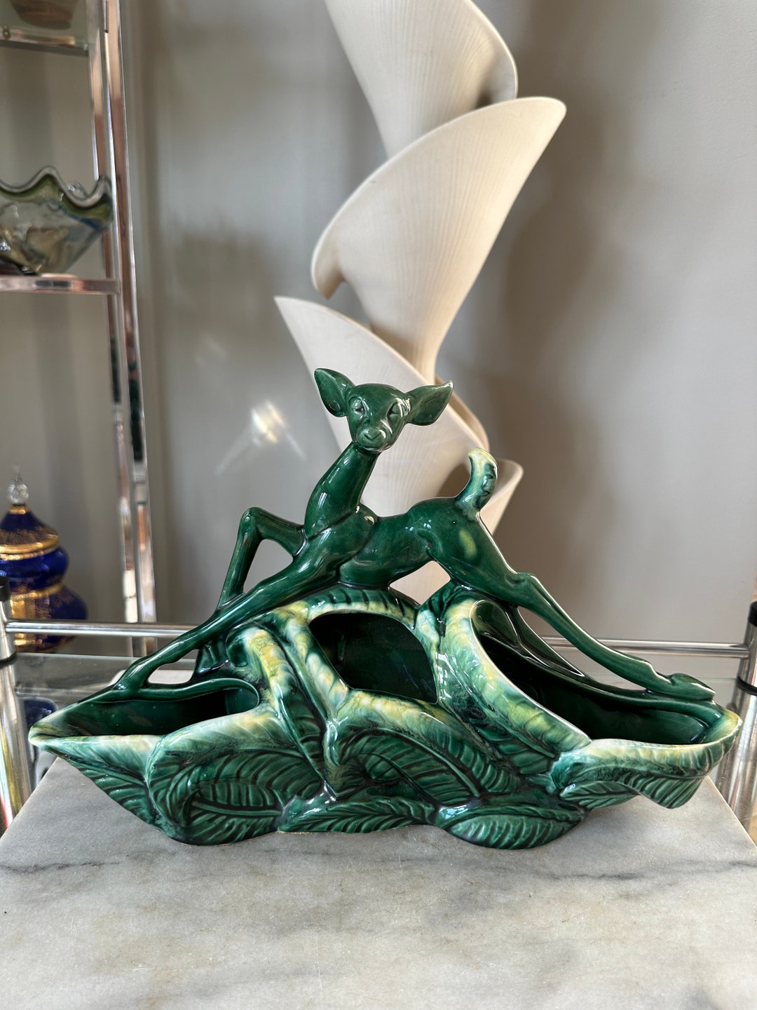 MCM 1950s Phil-mar Green Deer Television Lamp Planter Vintage Mid ...