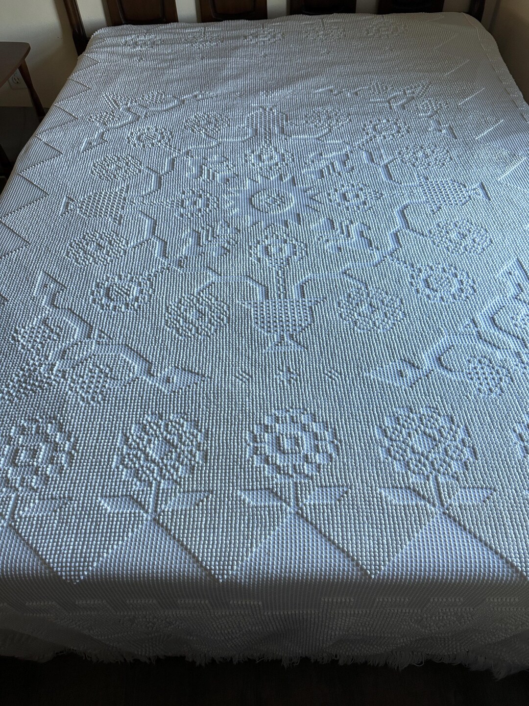 Vintage Bates George Washingtons Choice Chenille Bedspread - White Hex ...
