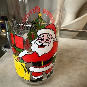 Coca Cola Vintage Glasses Set of 2 Santa Claus Christmas Tree Drinking ...