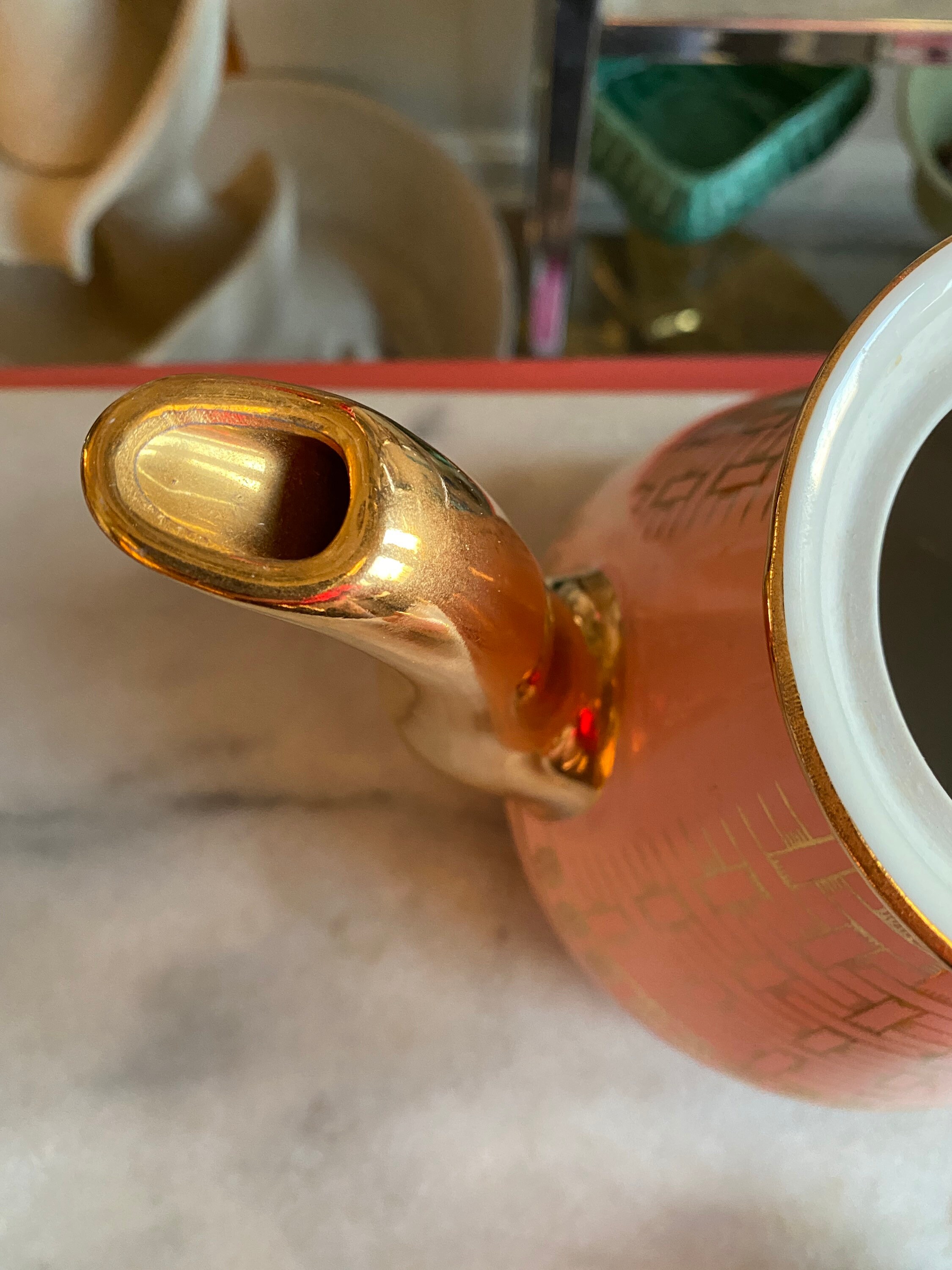 Hall China Pink and Gold Gild Teapot 6 Cup Rare Hall MCM | Etsy