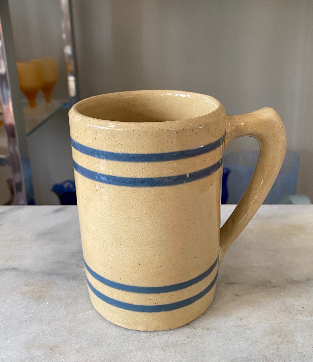 Genuine1920’s Vintage 100% Buckeye Pure Blue Striped Stoneware Pottery ...