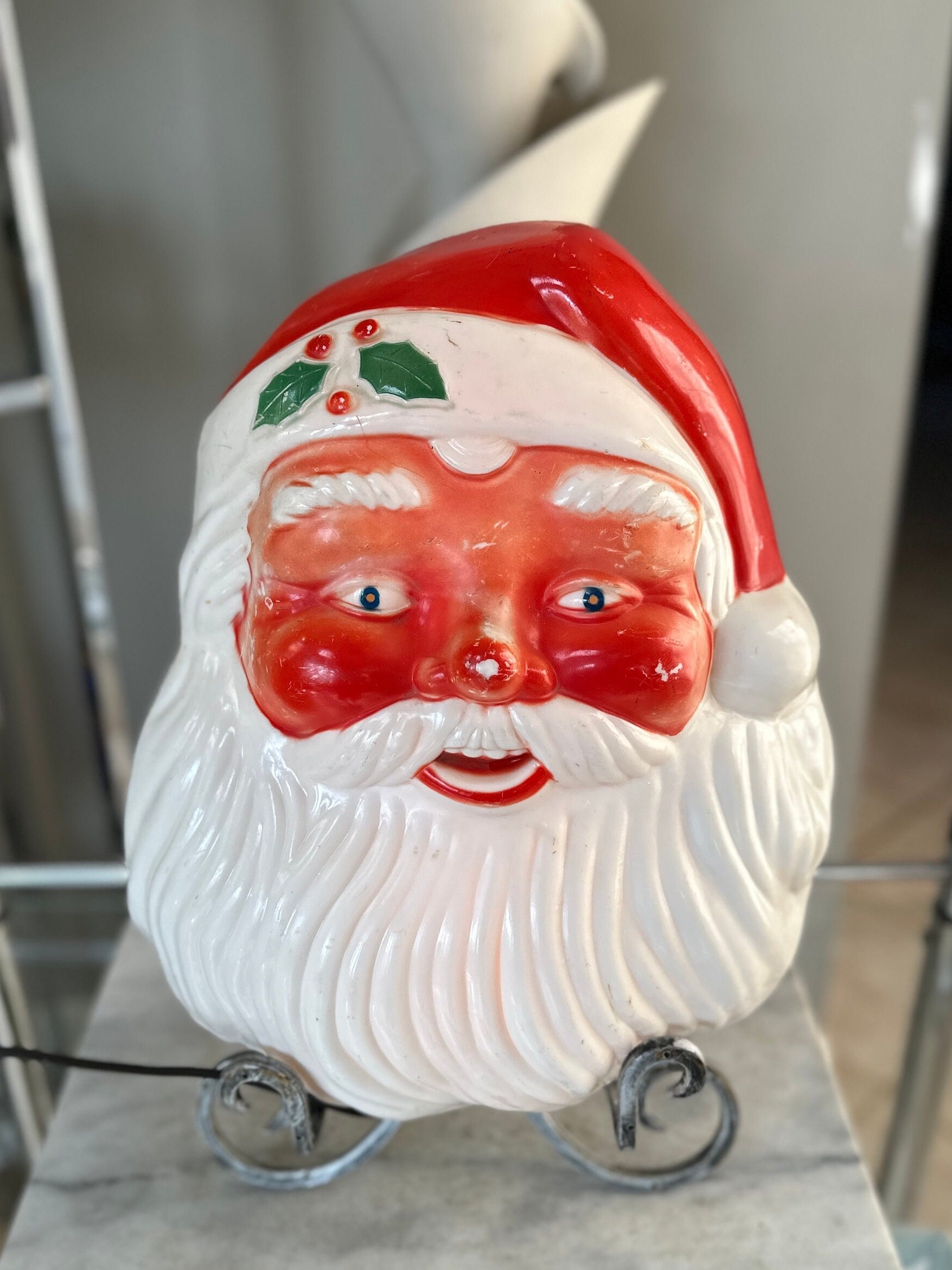 Vintage Light Up Santa Faces