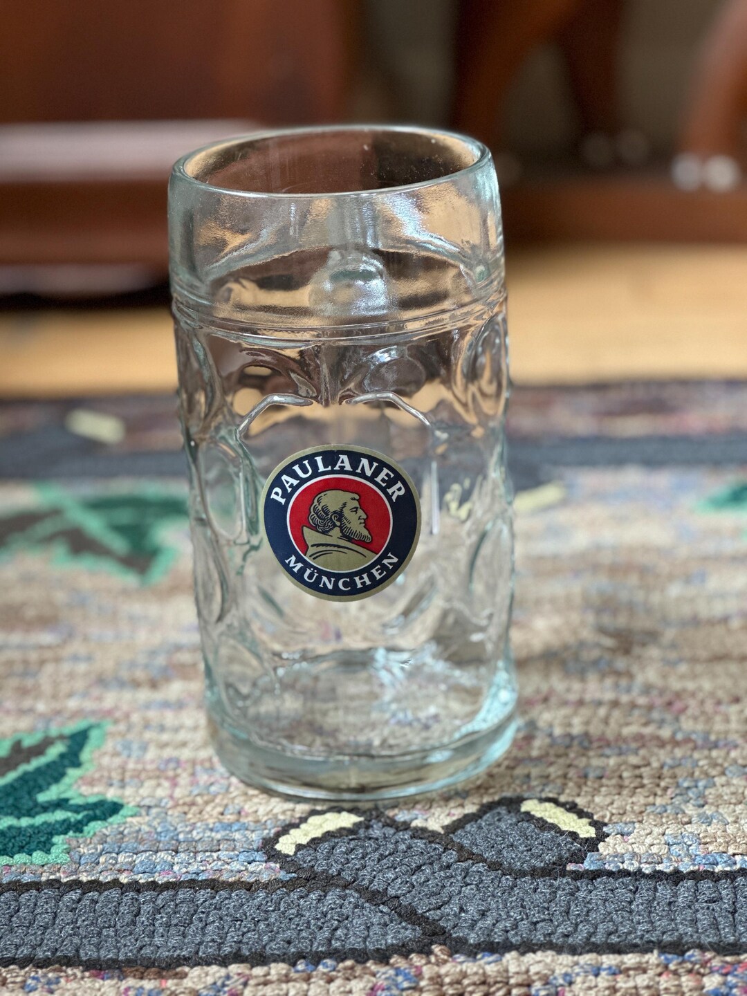 Paulaner Munchen Vintage 1L German Glass Beer Stein, Large Collectible ...