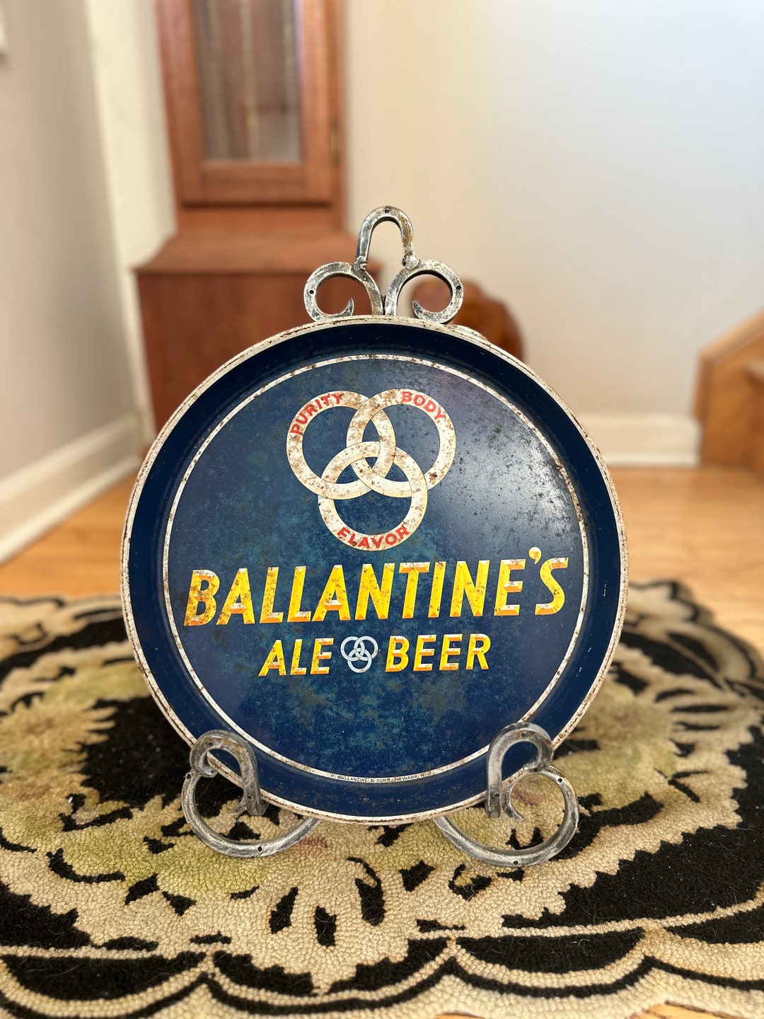 Vintage Ballantine's Ale Beer Trinity Round Metal Tray. Blue, White - Etsy