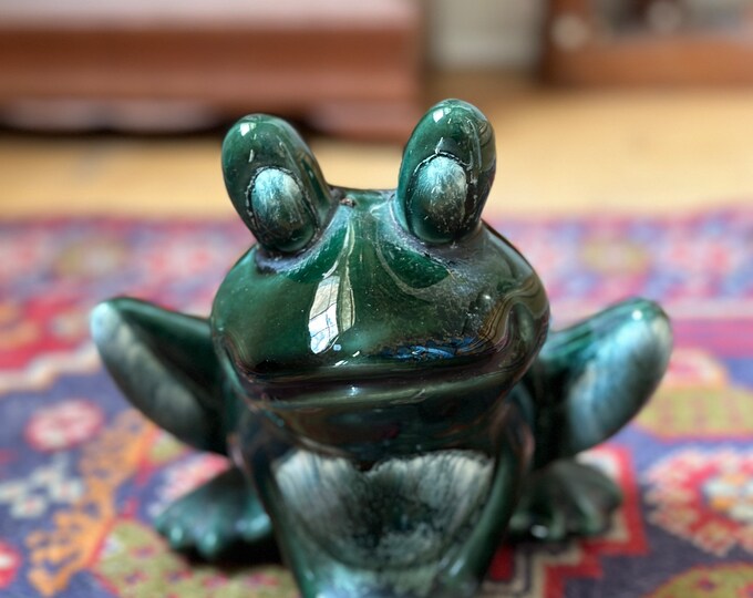 Vintage Hull Green Frog Planter Green Drip Glaze F70 Whimsical Ceramic ...