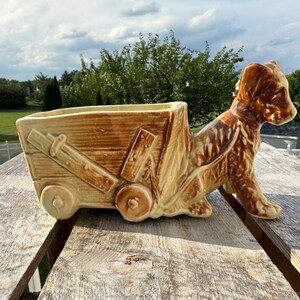 Vintage Mccoy Dog and Wagon Planter, Mccoy Dog and Cart Planters 1950s ...