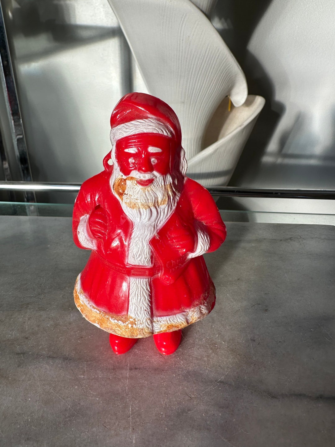 Vintage Red Plastic Santa Candy Container Bank | JODA USA Santa - Etsy