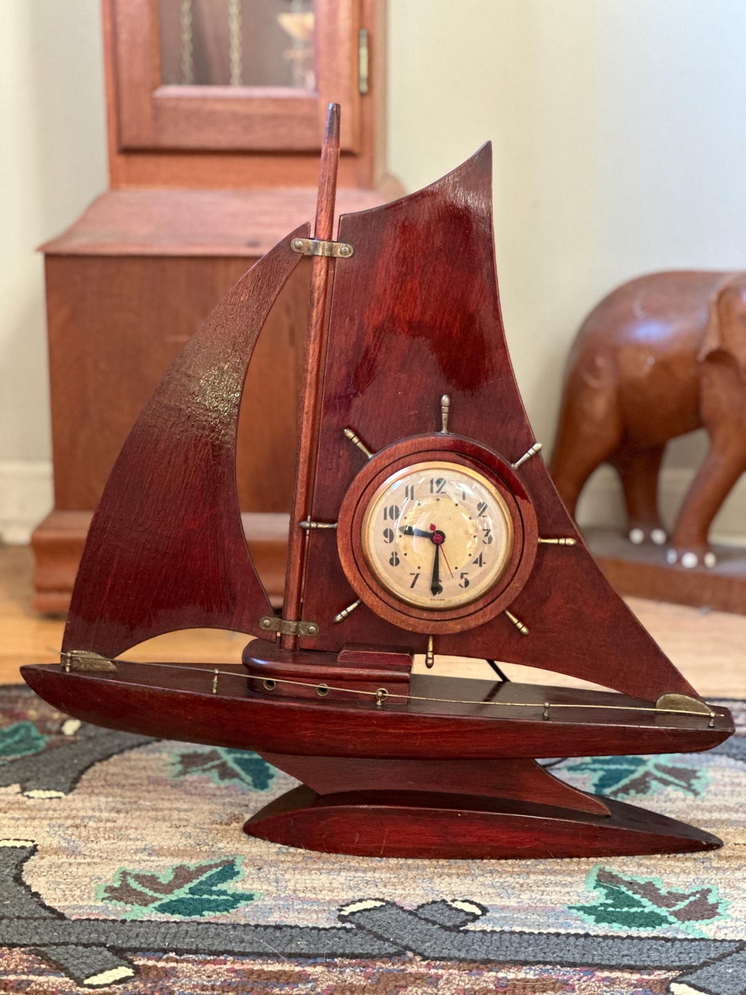 Mid-century Ship Clock | Electric Schooner Mantle Clock | Sailing Ship ...