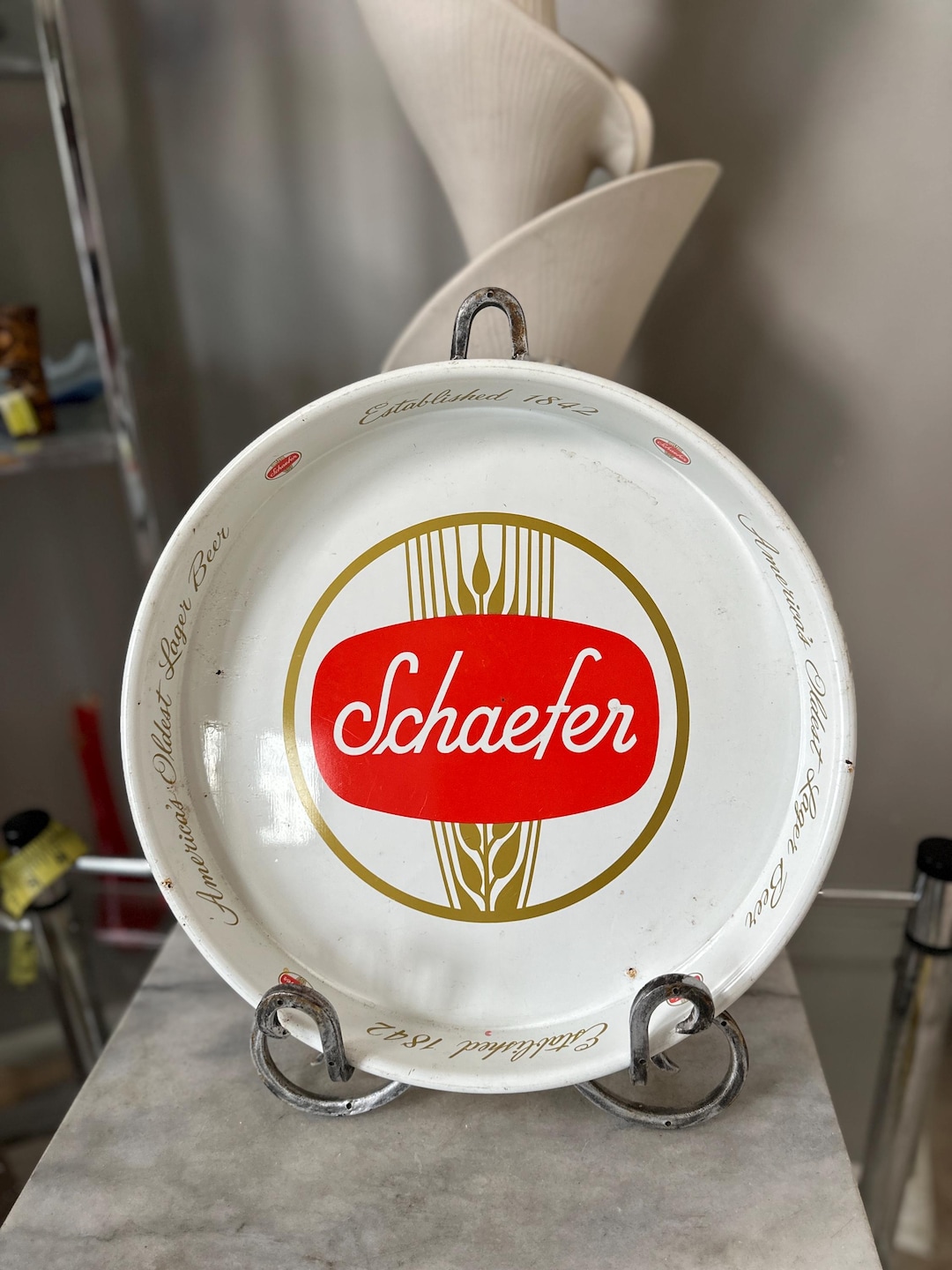 Vintage Schaefer Beer Metal Bar Tray | Beer Lover Gift Home Bar ...