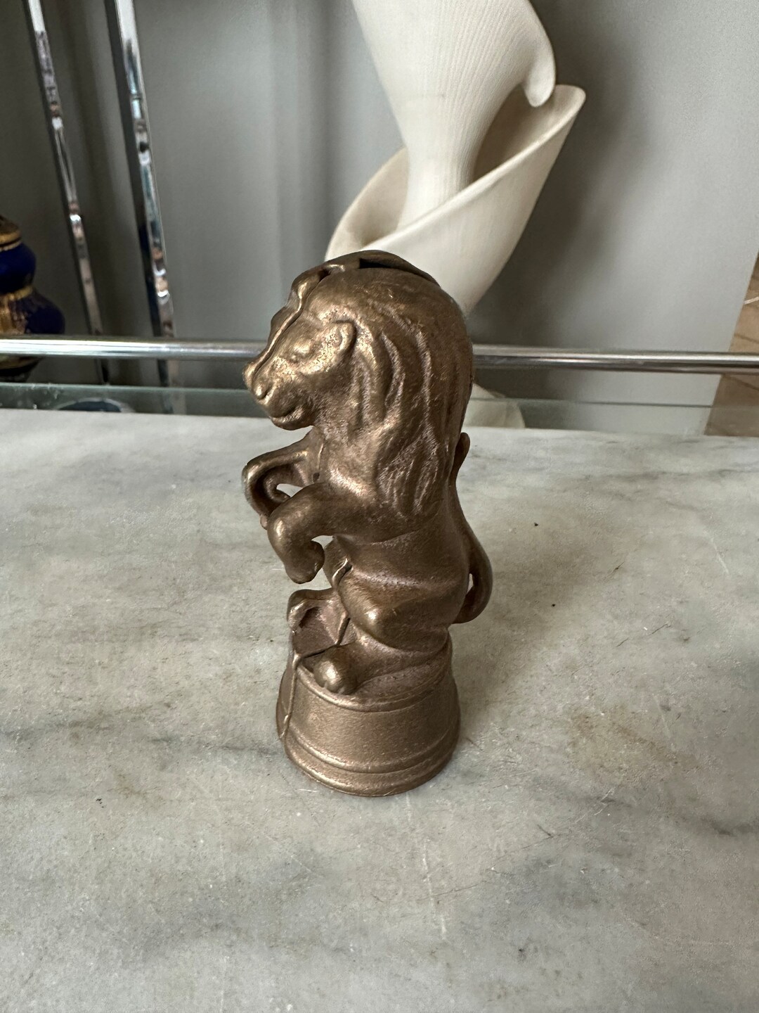 Antique Cast Iron Lion Bank | Circus Lion on Drum Bank ~ Gold Cast Iron ...