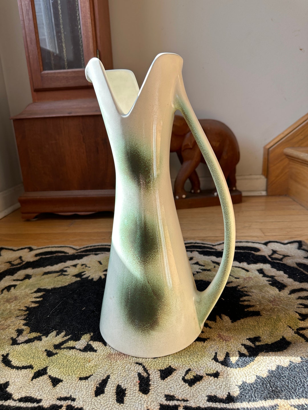 Vintage ROYAL HAEGER R-1619-S Pottery Green Pitcher Vase Mid Century ...