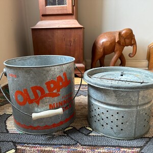 Vintage Old Pal Minnow Pail Fishing Bail Pail Industrial Rustic Decor ...