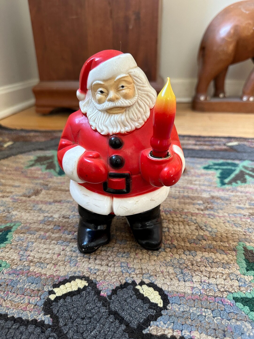 Vintage Royalite Hard Plastic Lighted Santa Claus With Candle in Hand ...
