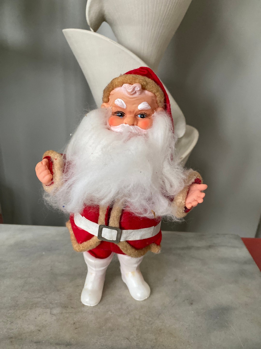 Vintage 1950s Poseable Santa Claus Christmas Doll, Blue Eyes, Rubber ...