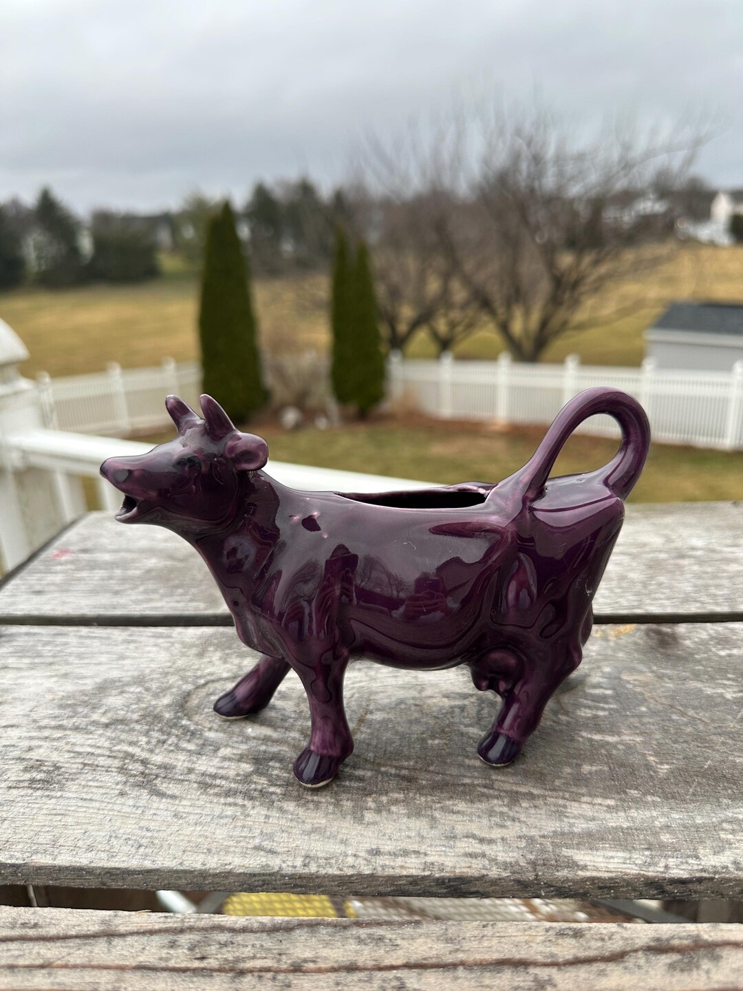 Purple Cow Creamer Pitcher, Vintage Ceramic Tableware, Country Kitchen ...