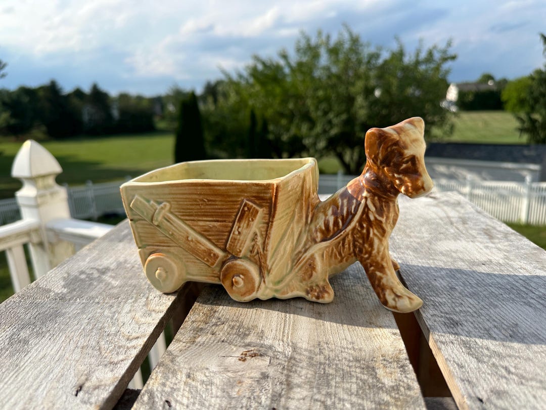 Vintage Mccoy Dog and Wagon Planter, Mccoy Dog and Cart Planters 1950s ...